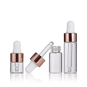 50 Pcs Mini Glass Dropper Bottle 1ml Clear Glass Dropper Bottles for Essential Oil, Sample Containers,Perfume Liquid