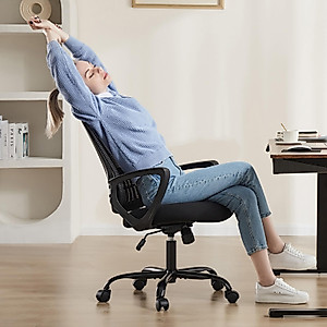 Office Chair, Ergonomic Desk Chair, Mid Back Mesh Computer Chair, Height Adjustable Rolling Swivel Task Chair with Armrests and Lumbar Support