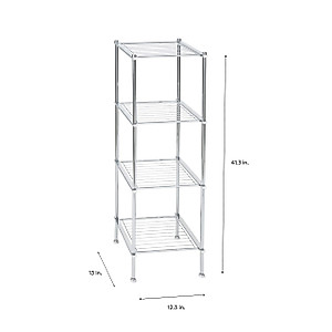 Organize It All 4 Tier Chrome Freestanding Bathroom Storage Shelf