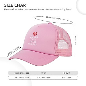 I Survived Open Heart Surgery Baseball Hat Classic Solid Color Adjustable Mesh Baseball Cap for Men Women Pink