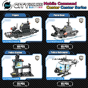 1110 PCS SWAT City Police Station Mobile Command Center Truck Car Building Blocks Set in 25 Different Models Police Cars, Helicopter, Boat, with Storage Box Roleplay Toys Gift for Kids Boys Girls 6-12