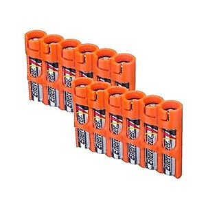 Storacell SLAAAORG Slimline AAA Battery Caddy, Orange, Holds 6 AAA Batteries, (2 Pack)