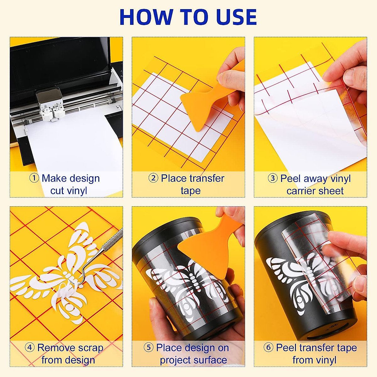 FURWEY Permanent Vinyl for Cricut-12 Pack 12 Inch by 5 Feet Permanent Vinyl Rolls, Adhesive Vinyl for Cutting Machines, Signs, Scrapbooking, Craft, Die Cutters