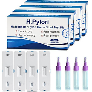 H Pylori Test Kit, Helicobacter Pylori Stool Test Kits at Home, 4 Tests H. Pylori Test H-Pylori Stool (Antigen) Self-Test for Home Use, Results in 10-15 Minutes with Highly Accurate