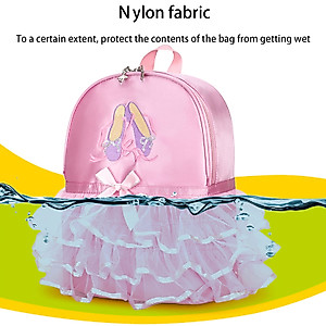 Yitengteng Princess Ballerina Backpack Dance Bag for Toddler Girls Nylon Backpack (Pink dance shoes)