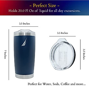 Nautica Coffee Mug Tumbler-Vacuum Insulated Double Wall Travel Cup - To Go Reusable Thermos - Stainless Steel Inside and Outer With Slide Lid 20 OZ-Red