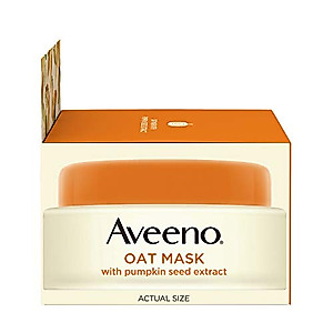 Aveeno Oat Face Mask with Soothing Pumpkin Seed Extract and Feverfew Extract, to Rebalance and Hydrate Skin, Paraben Free, Phthalate-Free, 1.7 oz