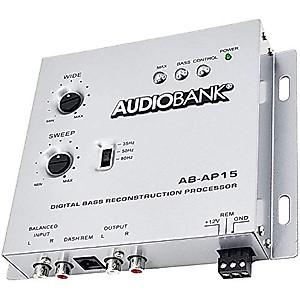 Audiobank AP15 -1/2 Din Car Audio Digital Bass Processor, Sound Restoration & Crossover for Car Subwoofer with Bass Knob/Input Level: 15V RMS & Output Level: 13.5V Peak -2nd Gen