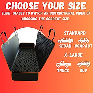 Dog car seat Cover for Back seat for Cars & SUVs - Durable pet car seat Cover Backseat Protector, Nonslip Dog Hammock for car, Waterproof Scratchproof Rear seat Cover Against Dirt, Fur, W/Side Flaps