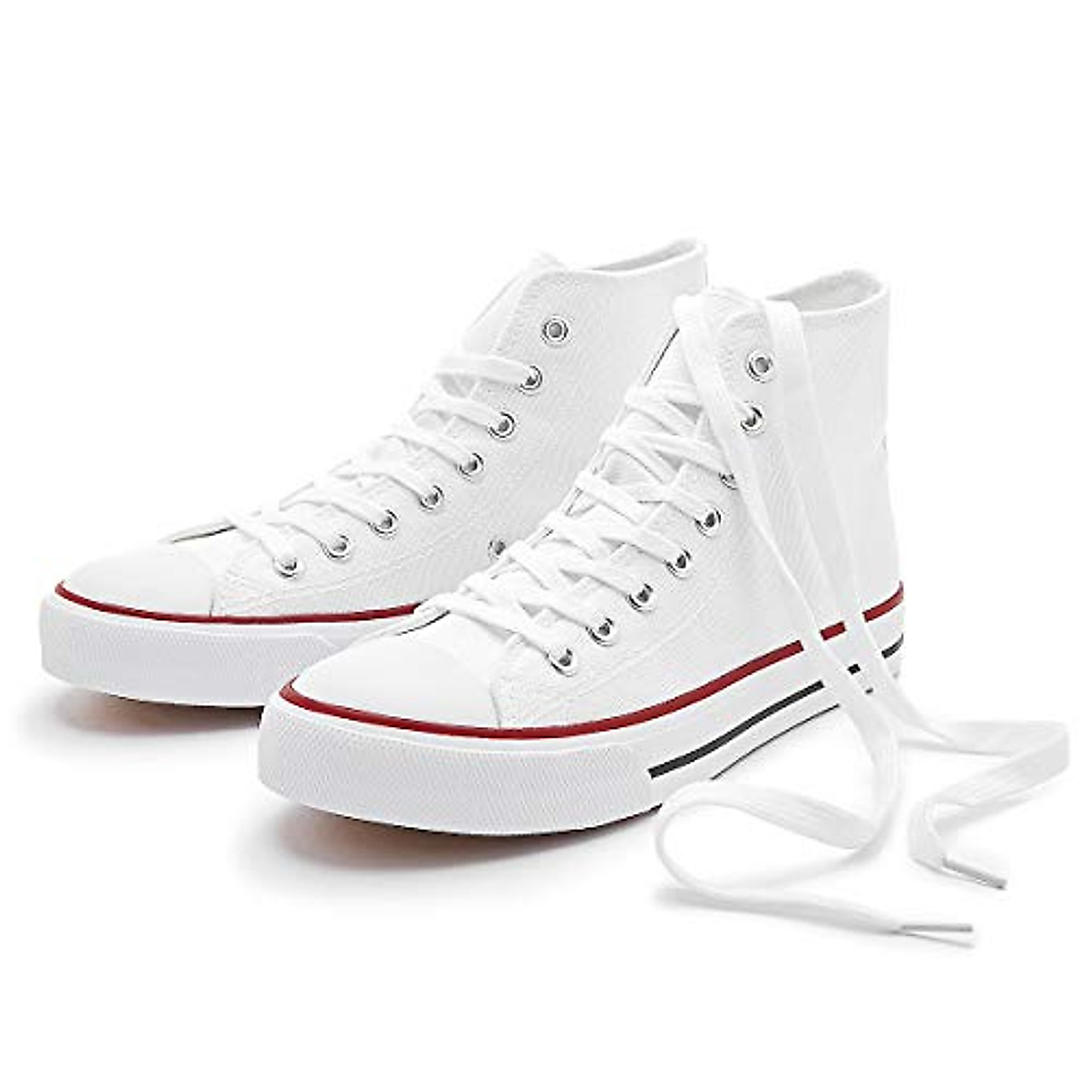 hash bubbie Women's High top Sneakers Classic High Tops Canvas Shoes for Women Lace up Tennis Shoes Fashion Canvas Sneakers Casual Shoes for Walking（ White,US8）
