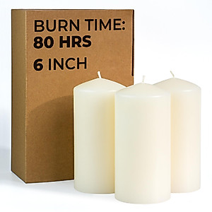 CANDWAX 3x6 Pillar Candles Set of 3 - Ivory Large Pillar Candles Long Burning Perfect for Any Occasion - Cylinder Candles Unscented Long Burning