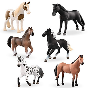 Terra by Battat – 6 Pcs 6" Horse Figurines – Horse Toy Set – Realistic Plastic Animal Figurines – Collectible Horse Gift for Kids 3+ – Party Decorations