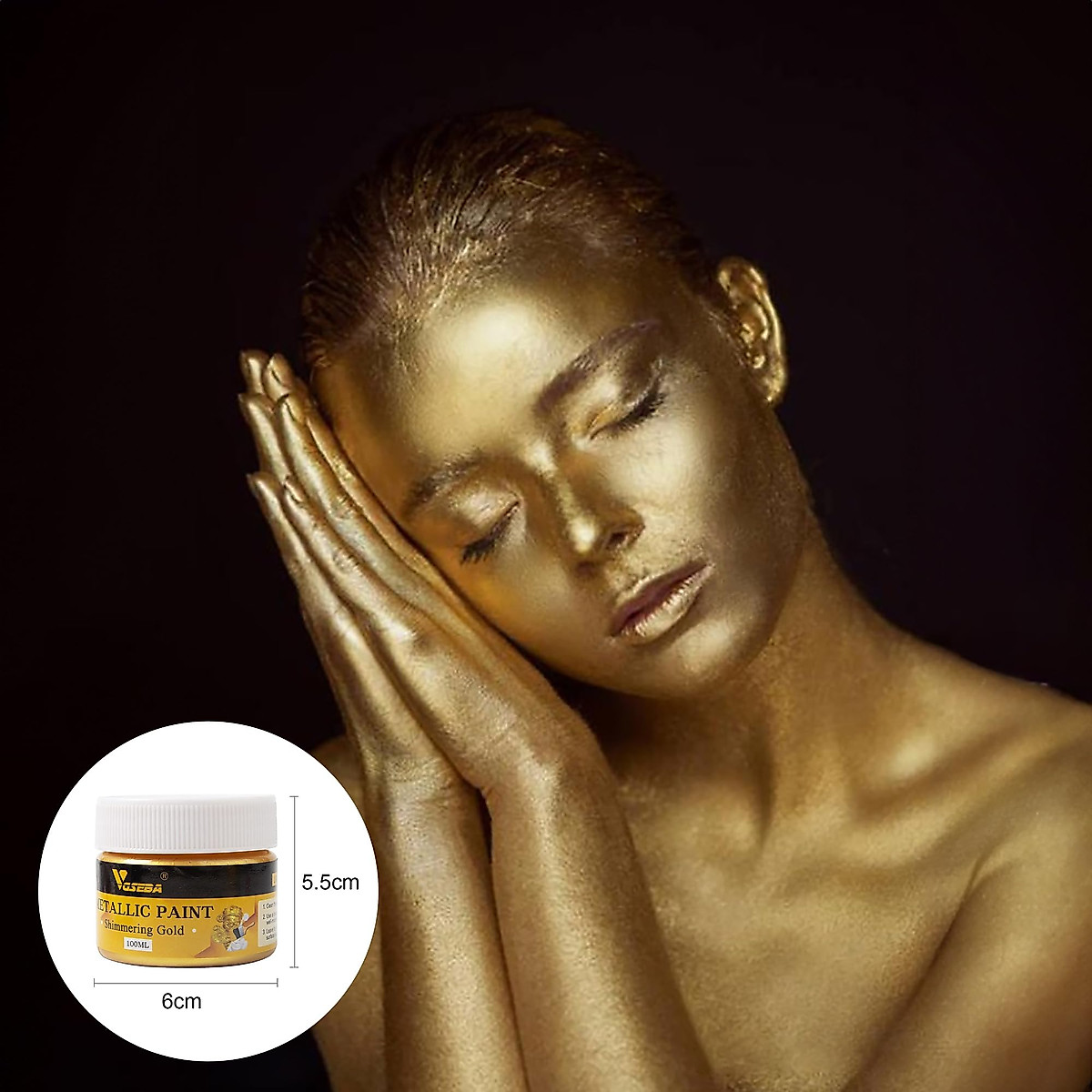 Acrylic Paint Metallic Gold, Non Toxic, Non Fading, 100ml Gold Leaf Paint for Art, Painting, Handcrafts, Ideal for Canvas Wood Clay Fabric Craft Supplies