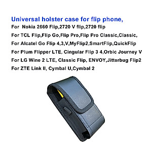 Flip Phone Case with Belt Clip and Loop, Maezar Vegan Leather Pouch Holster for TCL Flip Go Pro Classic, Alcatel Go Flip 4, Nokia 2660, Cingular Flip 4, Wine 2 LTE, Jitterbug Flip2, Magnetic Closure