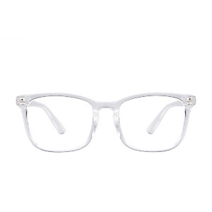 Onrtry Non Prescription Glasses for Men Women Square Clear Lens Eyeglasses (Transparent)