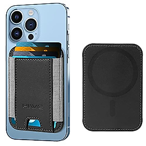 Magnetic Card Wallet Holder for Apple Magsafe, Magnetic Card Holder Magsafe for iPhone 12 iPhone 13/14 Magsafe Wallet, Mag-Safe Leather Wallet for Back of iPhone 14/13/ 12 Series, Fit 6 Cards, Black