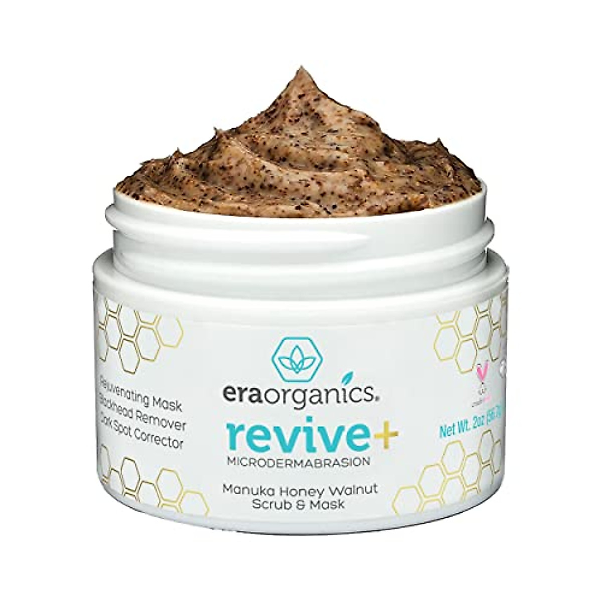 Era Organics Microdermabrasion Facial Scrub & Face Exfoliator - Spa Quality Exfoliating Face Mask with Manuka Honey & Walnut - Moisturizing Facial Exfoliant for Dry Skin, Blackheads & Wrinkles (2 oz)