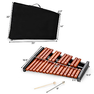 Giantex 25 Notes Xylophone Glockenspiel, Wooden Percussion Instrument with 2 Mallets and Carrying Bag, Suitable for Beginner Kids School Band Music Teaching Party