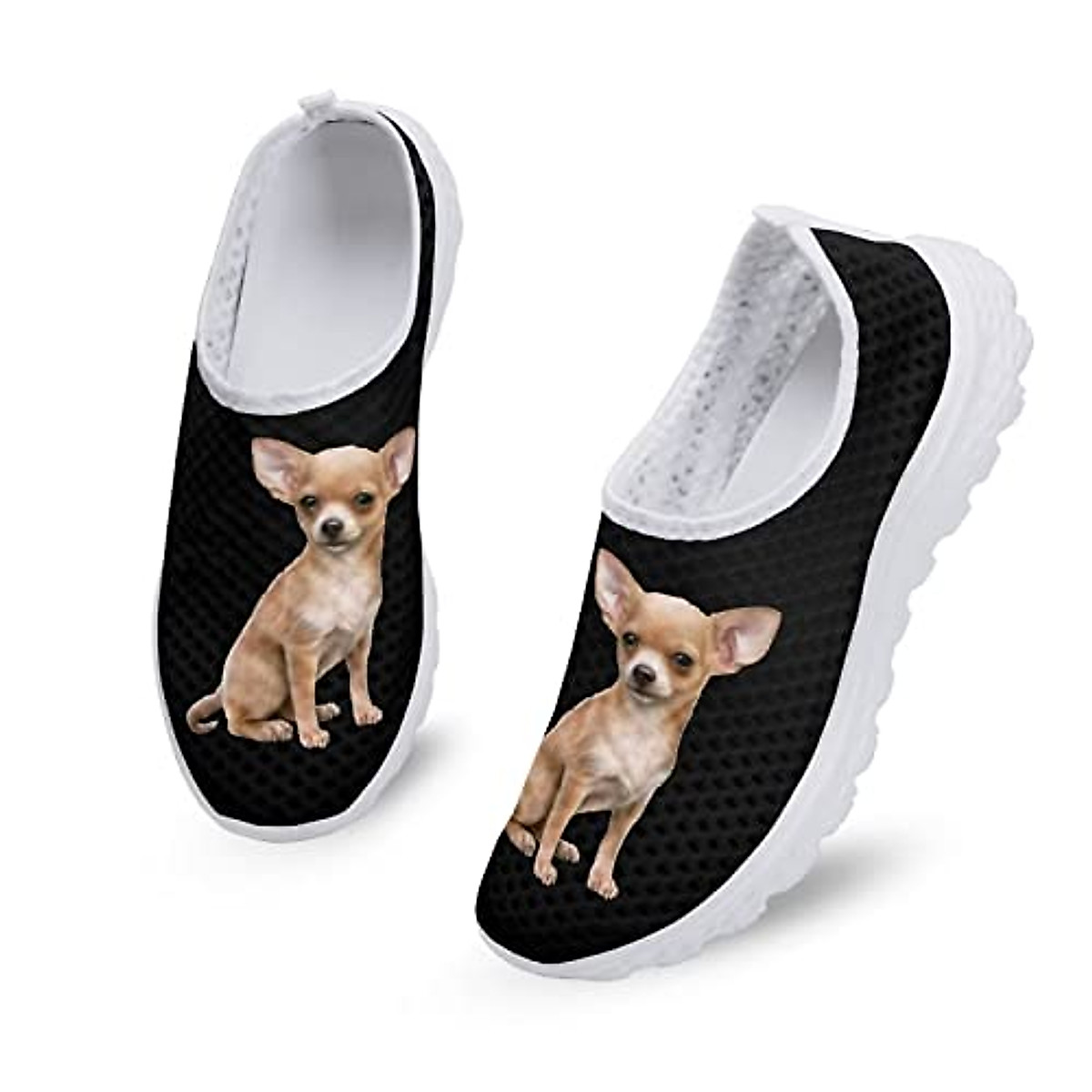 INSTANTARTS Chihuahua Womens Water Shoes Casual Air Mesh Sports Aqua Shoes Quick Dry Comfortable Beach Flat Shoes