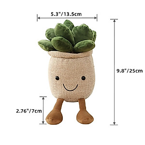 XZJMY 1Pack Succulents Plush Toy,Potted Plant Stuffed Plush Pillow Decoration,Cute Plants Plush Toy, Plush Toy Gift for Kids Girls (Khaki,Succulents)