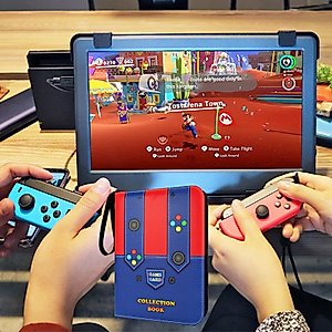 Dmoicols Game Card Binder Compatible with Nintendo Switch &OLED&Lite Model,PS Vita Cartridge Case,SD Memory Card Storage Holder with Sleeves,Card Collection Book holds up to 200 Cards(Red+Blue)