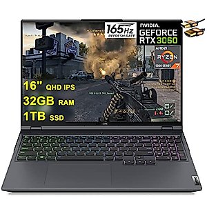 Lenovo Legion 5 Pro 16 Gaming Laptop 16" QHD IPS 165Hz (500 nits 100% sRGB) AMD 8-Core Ryzen 7 5800H (Beats i7-11375H) 32GB RAM 1TB SSD GeForce RTX 3060 6GB Backlit USB-C Win11 + HDMI Cable