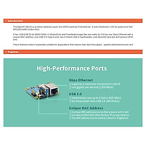 WayPonDEV NanoPi NEO3 Mini Router Single Board Computer Rockchip RK3328 1GB Super Tiny ARM Board for IOT Smart Home Gateway (with Unique MAC Address) Support FriendlyWrt Ubuntu Core
