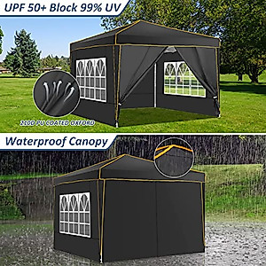 10x10 Pop Up Canopy with 4 Removable Sidewalls，Waterproof Party Wedding Event Tent，Instant Outdoor Enclosed Tent Shelter with Church Window and Carry Bag,Full Truss Structure Canopies