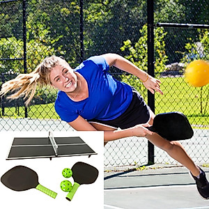 Pickle Ball Set with Net for Home, Portable Pickleball Net Set Indoor Pickleballs. Pickleball Set with Net Wooden Tabletop Desktop Portable Pickleball Court Pickleball Starter Set for Adults