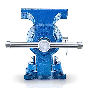 COGNATIVE 360° Multi-Purpose Bench Vise, Ductile Iron, Heavy Duty with Anvil, Clamp force 4000KG, Blue, 5-Inch