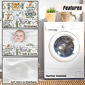 Douce Home Personalized Baby Blanket Safari, Baby Blanket with Name, Custom Blanket for Baby Boy, 30"x40"