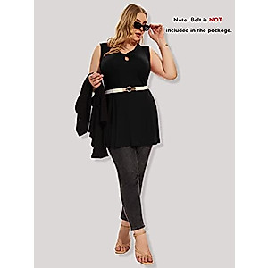 LARACE Plus Size Tank Tops for Womens Shirts Cut Out Trendy Clothes Loose Fit Tunics Twist Knot Sleeveless Blouses(Black 3X)