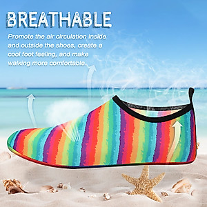 ANLUKE Water Shoes Barefoot Aqua Yoga Socks Quick-Dry Beach Swim Surf Shoes for Women Men Stripe/Rainbow 38/39