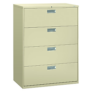 HON Brigade 600 Series Lateral File, 4 Legal/Letter-Size File Drawers, Putty, 42" X 18" X 52.5"