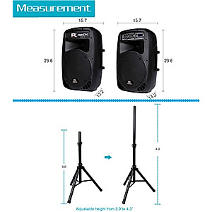 Proreck Dance 12 Portable 12-Inch 1000 Watts 2-Way Powered PA Speaker System Combo Set with Bluetooth/USB/SD Card Reader/FM Radio/Remote Control/Speaker Stand