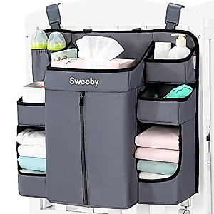 Sweeby Diaper Organizer for Changing Table and Crib Diaper Stacker Nursery Organizers for Cribs Hanging Diaper Caddy Organizer for Baby Essentials