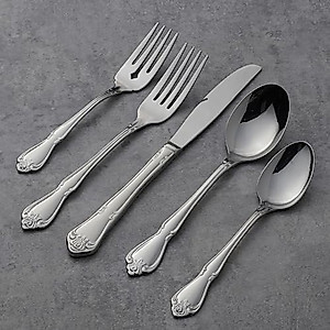 Oneida True Rose 45 Piece Everyday Flatware, Service for 8, 18/0 Stainless Steel, Silverware Set, Silver