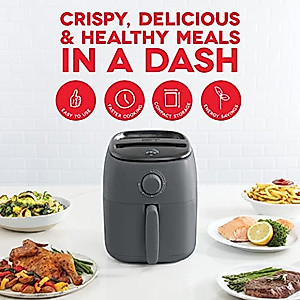 DASH Tasti-Crisp™ Electric Air Fryer Oven, 2.6 Qt., Grey – Compact Air Fryer for Healthier Food in Minutes, Ideal for Small Spaces - Auto Shut Off, Analog, 1000-Watt