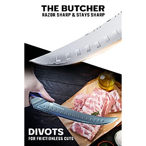 Dalstrong Butcher Knife - 10 inch - Valhalla Series - 9CR18MOV HC Steel Kitchen Knife - Celestial Resin & Wood Handle - Razor Sharp Breaking Knife Gift- Heavy Duty - BBQ Meat Slicer - w/Leather Sheath
