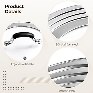 8.25-12.6" Inches Universal Lid for Pans Pots, Universal Pan Lid with Clear Window, Large Stainless Steel Pan Lid Cover for Cast Iron Skillets Frying Pans Woks