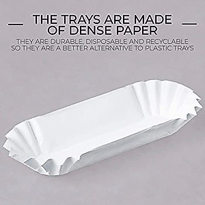 50 PCS Hot Dog Tray - Hotdog Serving Dish Set Paper Food Boats Disposable Fluted Dishes Corn Dogs Wrappers Holders Breakfast Sausage Trays Picniс Plates Hot Dog Cart Accessories