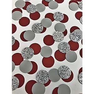 Designs by DH Confetti 100 pieces Paper Circles Silver Gray Red Burgundy Birthday Bridal Shower Wedding Party Decor