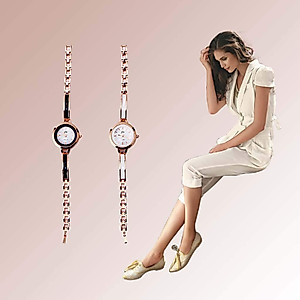 Toxz Women's Alloy Bracelet Watch Wrist Watch,Fashion Jewelry Watch with Hidden Buckle Clasp Band,Small Simple Dial,White/Black/Rose Gold,The Best Gift for Friends