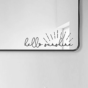 Hello Sunshine Vinyl Decal Mirror Decal Bathroom Decor Shower Door Decal Wall Decal Car Vinyl - Set of 2 - Black/White - 6.5x2.6 inch
