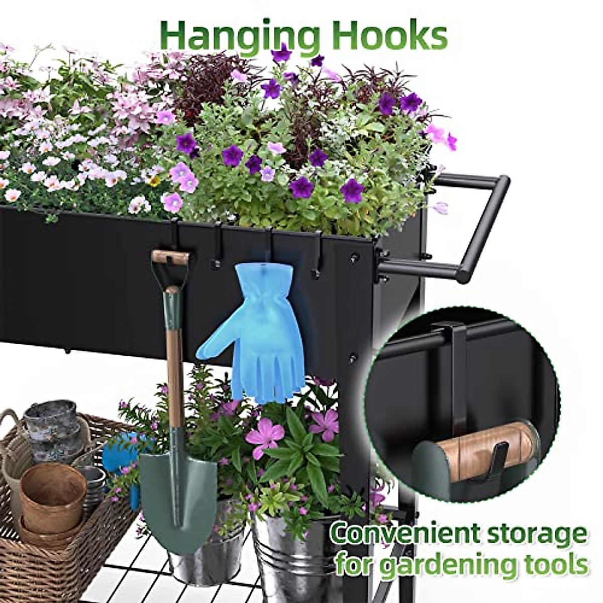 Highpro Raised Garden Bed with Legs, Mobile Planter Box Elevated on Wheels Portable Planter Cart Outdoor Indoor for Vegetable Herbs Potted Plants Flowers