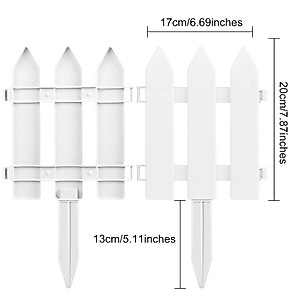 ELECLAND 6 Pieces Garden Fence with 6 Pieces Fence Insert White Plastic Fence Garden Picket Fence Edgings Lawn Flowerbeds Plant Borders Decorative Garden Yard