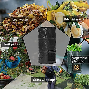 Compost Bin Bags 34 Gallon Garden Compost Bags Outdoor Reusable,Organic Waste Kitchen Garden Yard Compost Bag Collapsible Leaf Lawn Bags Gardening Container (Black 2pcs)