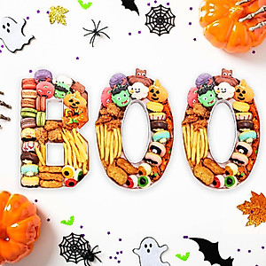 Halloween Charcuterie Board, Charcuterie Letters Boo Halloween Serving Dishes for Candy Dish Treat Cutting Board for Horror Party Thanksgiving Christmas Halloween Decorations