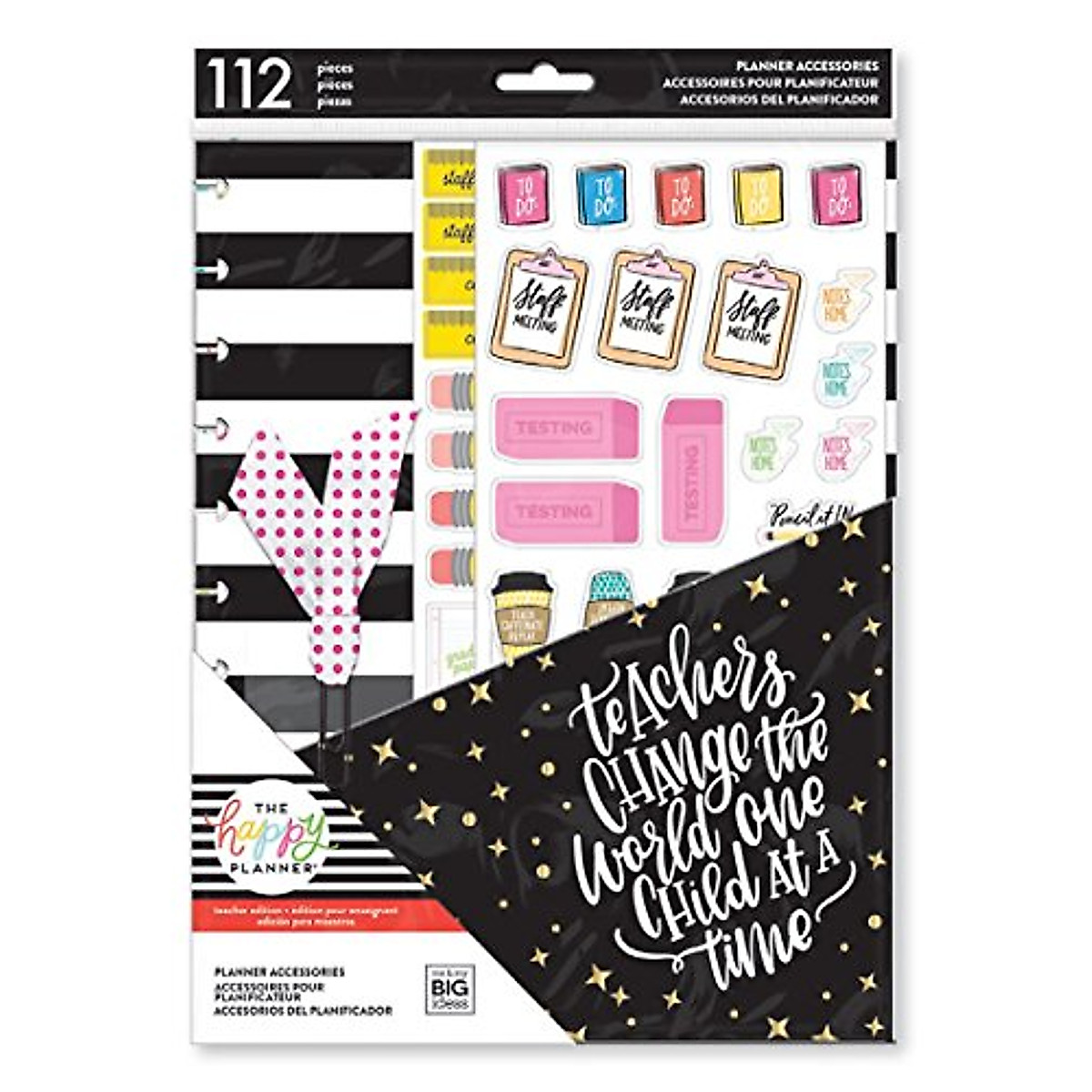 me & my BIG ideas Teacher Accessory Pack - The Happy Planner Scrapbooking Supplies - School Year Bundle - Pocket Folders, Classroom Checklists, Note Sheets, Stickers & Paper Clip - Big Size