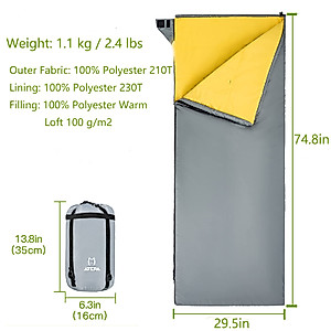 ATEPA 3 Season Camping Sleeping Bag Lightweight Sleeping Bags for Adults Portable Envelope Backpacking Sleeping Bags for Indoor & Outdoor Traveling Hiking